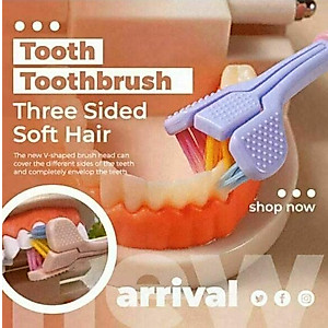 Three-Sided Soft Hair Tooth Toothbrush, Effective Wrap-Around Design, Deeply and Thoroughly to Clean Teeth and Gums, Suitable for Adults and Children(Random Color Sent) (2pcs)