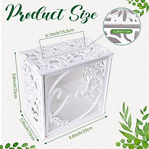 OurWarm White Wedding Card Box for Receptions, PVC Gift Card Box for Wedding with Acrylic Windows, Rustic Envelop Money Gift Box for Anniversary Bridal Baby Showers Graduation Birthday Party