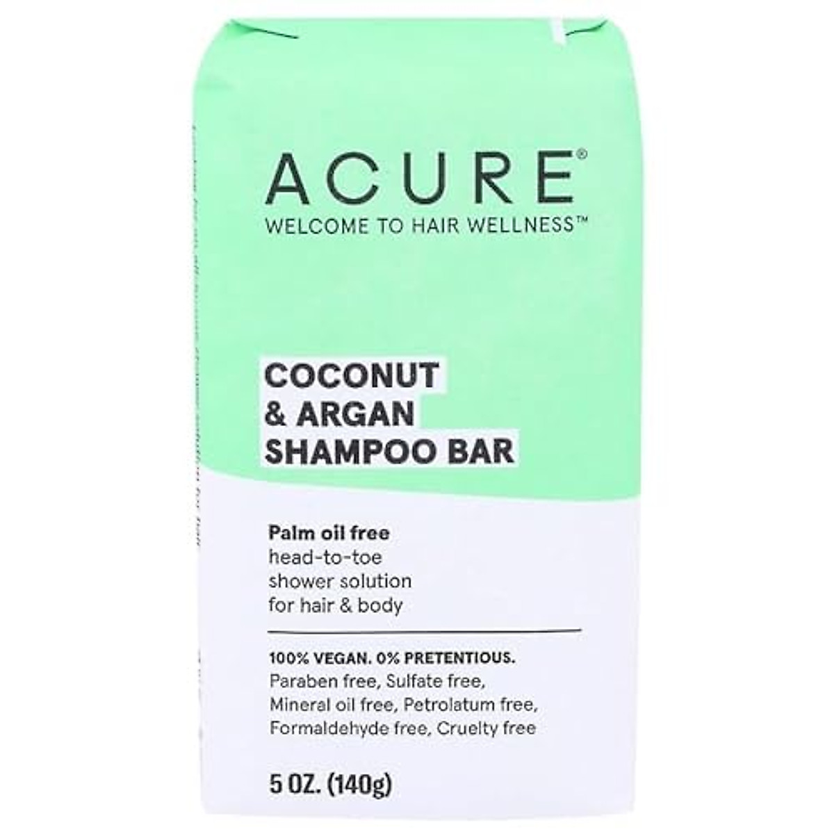 Acure Coconut & Argan Shampoo Bar, 100% Vegan, Performance Driven Body & Hair Care, All-In-One shower Solution, Palm Oil Free, 5 Oz