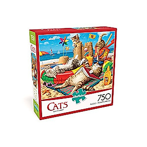 Buffalo Games - Beachcombers - 750 Piece Jigsaw Puzzle Multicolor, 24" L X 18" W & Days to Remember - Autumn Memories - 500 Piece Jigsaw Puzzle, Blue,red, Brown, 21.25" L X 15" W