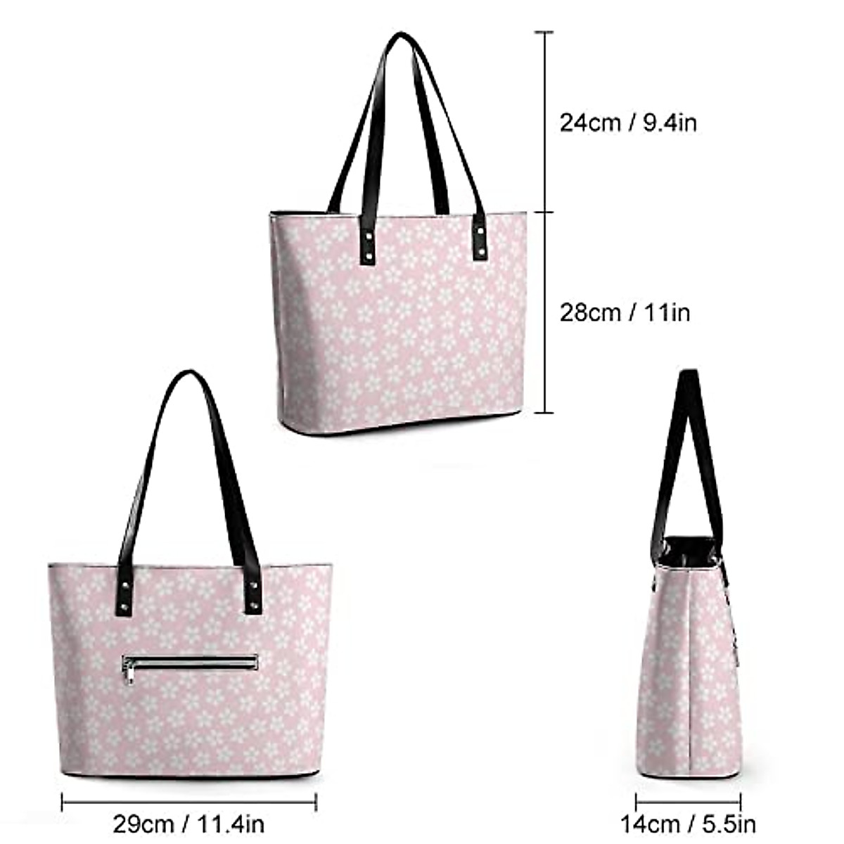 Womens Handbag Cherry Flowers Leather Tote Bag Top Handle Satchel Bags For Lady