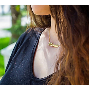 TinyName Custom Name Necklace Personalized 18K Gold Plated Nameplate Customized Jewelry Gift for Women