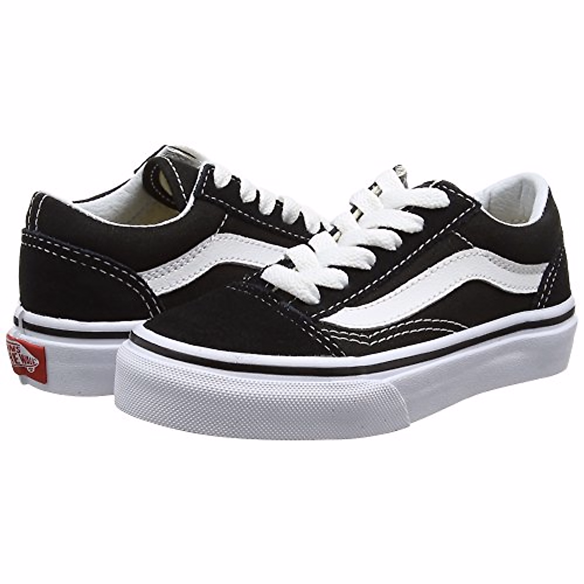 Vans Kids Old Skool Black/True White Skate Shoe, Black/White, 3 Little Kid