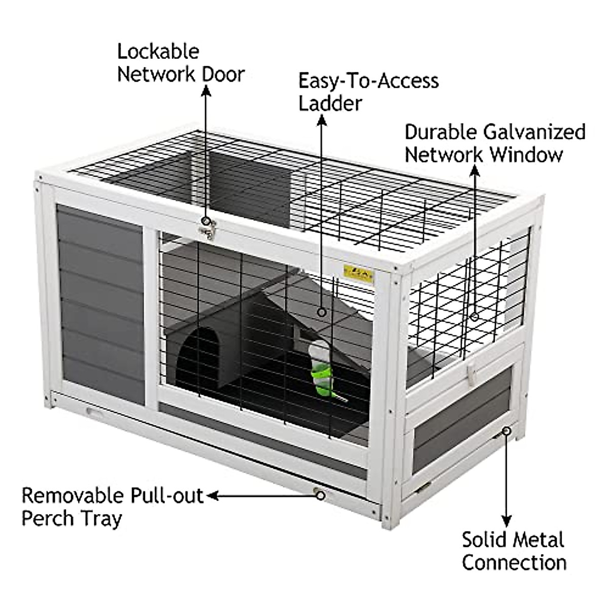 COZIWOW Indoor Outdoor Rabbit Hutch,Small Animal Houses & Habitats, Large Bunny Cage with Removable Tray, Single Level Guinea Pig Hamster Hutch