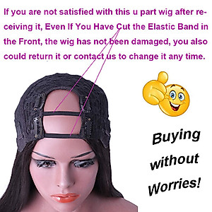 CanaryFly U Part Wigs Human Hair Wigs For Black Women Brazilian Straight Human Hair Wigs None Lace Front Wigs Glueless Natural Color U-part Wigs Hair Extension Clip(26inch, U-Part wig)