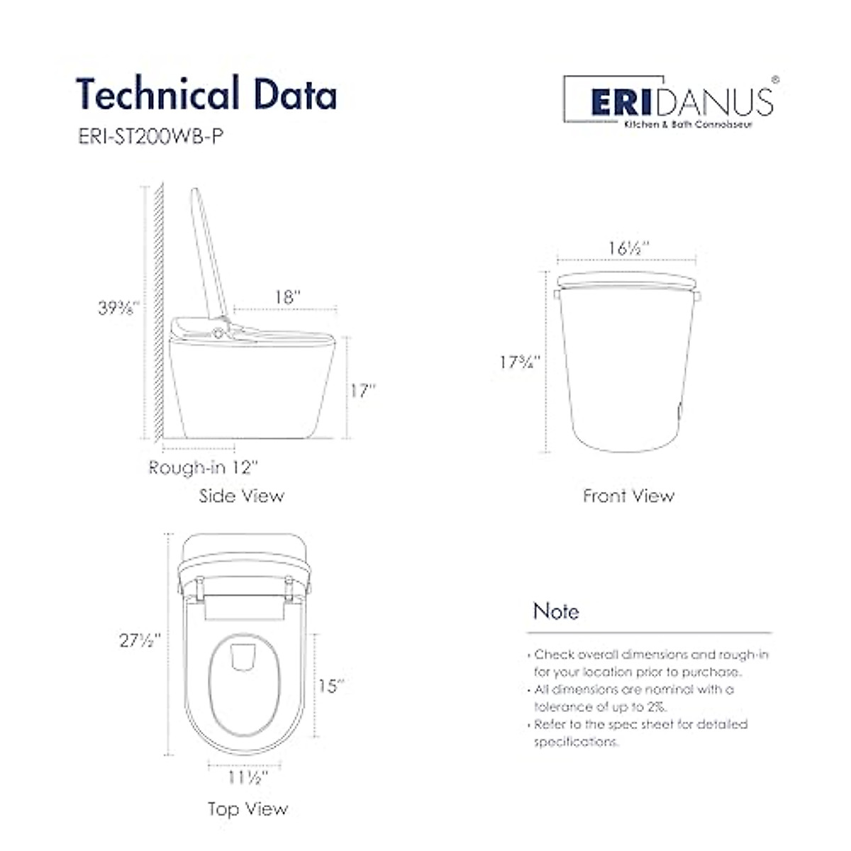 Smart Toilet with Bidet Built in, Eridanus One Piece Bidet Toilet for Bathrooms, Warm Water Wash & Dryer, Foot Sensor Flush, Elongated Heated Seat, Auto Open/Close with Digital Display, White & Black