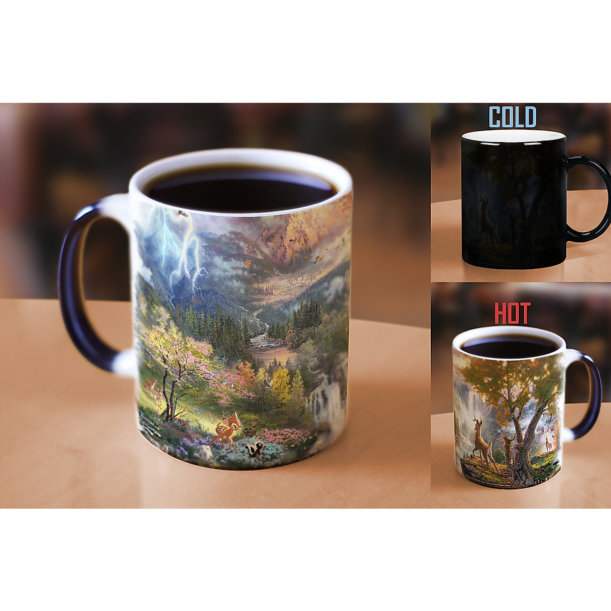 Morphing Mugs Disney - Bambi - Thomas Kinkade - One 11 oz Color Changing Heat Sensitive Ceramic Mug – Image Revealed When HOT Liquid Is Added!