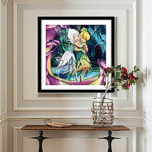 DIY 5D Diamond Art by Number Kits, Tinker Bell Fairy Angel Pretty Fairies Round Full Drill Acrylic Embroidery Cross Stitch Arts Craft Supply for Home Wall Decor Adults 11.8x11.8 inches