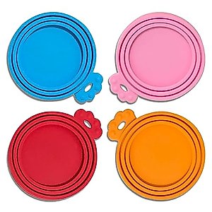 Gabann Cat Food Can Lids, Silicone Can Covers for Cat & Dog Food Cans, Food Safe, BPA Free & Dishwasher Safe, Fit All Standard Size Cans Reusalbe Can Caps Lids, 4 Pack