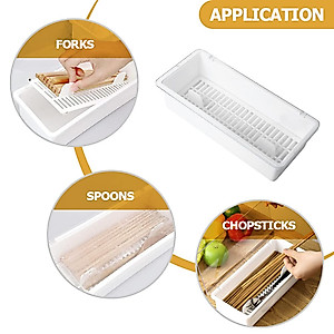 Cabilock Box Chopsticks Box Drain Box Flatware Tray Chopsticks Metal Cutlery Case Containers with Lids Kitchen Drawer Organizer Spoon Tray Straw White Kitchenware Pp Household