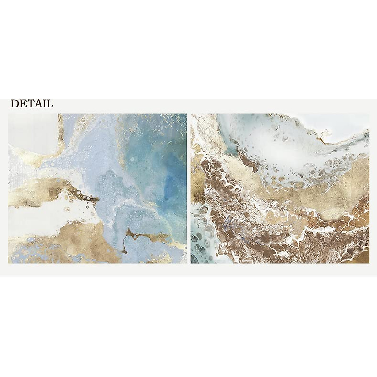 Gold and Blue Abstract Wall Art For Living Room- Framed Modern Print Glass Wall Decor For Office- 4 Piece Artwork for Bedroom Bathroom Home Decoration Ready to Hang 20x20 inches x4