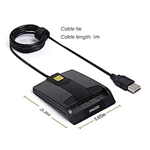 Saicoo DOD Military USB Common Access CAC Smart Card Reader, Compatible with Mac OS, Win (Horizontal Version)