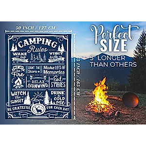 InnoBeta Camping Gifts for Women or Men Lovers Throw, Flannel Blanket, Happy Campers Decor Outdoor, RV Campsite Travel Hiking 50" x 65" - Camping Rules