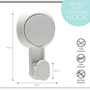 Bath Bliss 2 Pack Power Lock Gel-Suction Hooks | Shower and Bathroom Hook | Towel | Robe | Loofahs | Bags | Jackets | Easy Release | No Tools Required | White