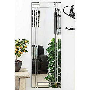 MirrorOutlet Large Frameless Venetian Edge Wall Mirror Modern 3Ft11 X 1Ft3 (119cm X 38cm), Metal, 119x38