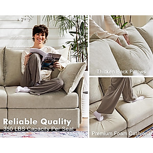 ABCASA Modern Living Room Chenille Sofa Small Sofa, Loveseat Sofa with Deeper Seats, Easy to Install, Beige