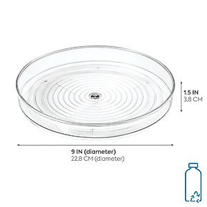 iDesign Recycled Plastic Lazy Susan Turntable Organizer Pantry, Bathroom, General Storage and More, The Linus Collection, 9" Inch, Clear