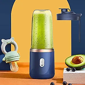 Portable Blender Travel Juicer Cup with Cup Lid & 6 Blades, 400ml Electric Smoothie Blender Maker, USB Rechargeable for Outdoors/home/office/sports/gift