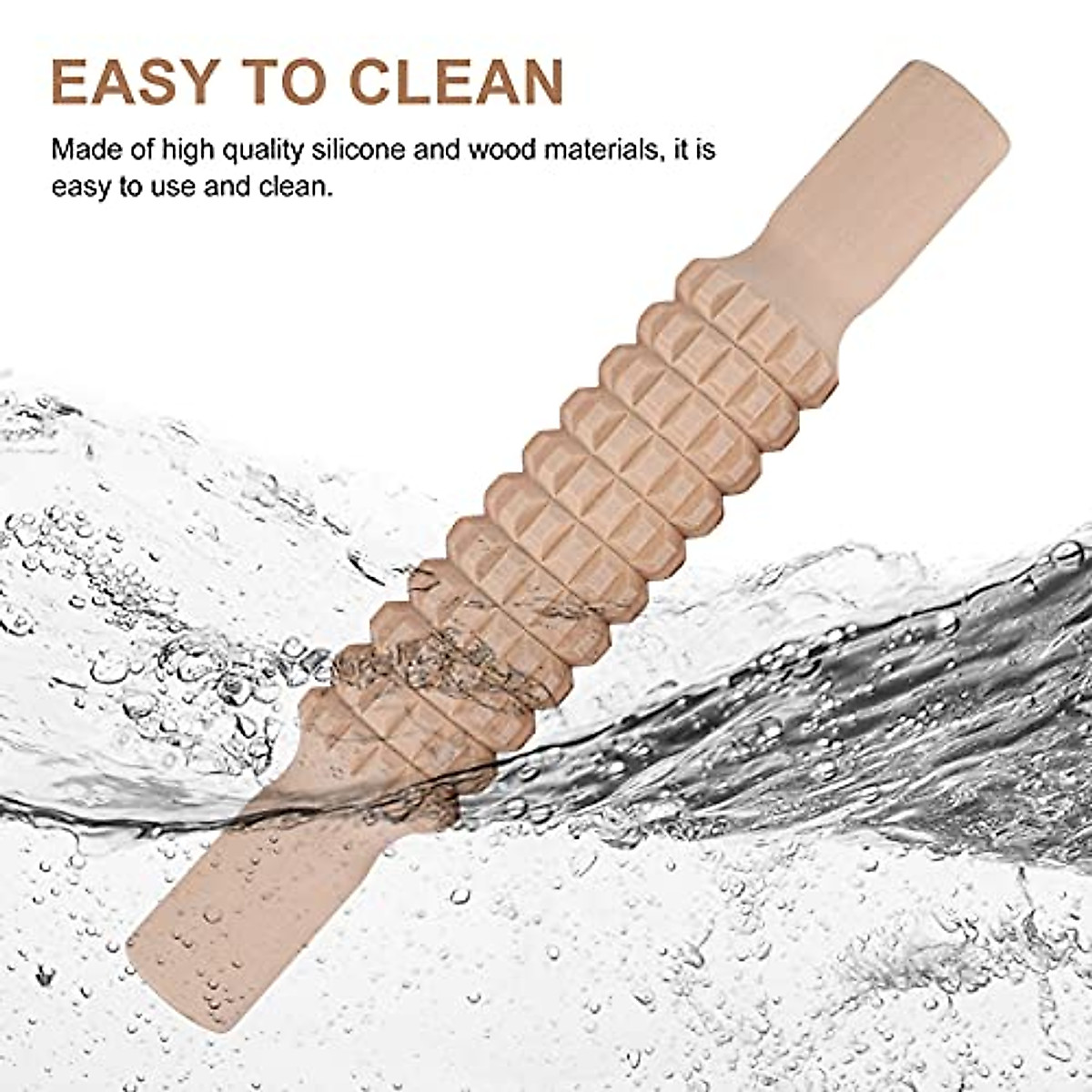 NUOBESTY 4pcs Wooden Mini Rolling Pin Embossed Rolling Stick Dough Molding Shaping Tool for Toddler Kids Art Craft Activity Supplies