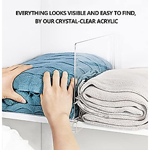 HBlife 6 Pack Clear Shelf Dividers, Vertical Purse Organizer for Closet Perfect for Sweater, Shirts, Handbags in Bedroom and Kitchen, Adjustable Acrylic Bookshelf for Organization