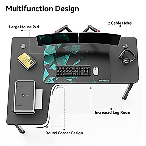 Eureka Ergonomic L Shaped Gaming Desk, 61 Inch Corner Computer Desk, Modern Office Study Writing Desk, Home Gaming Table with Mouse Pad & Cable Management, Sturdy Metal Frame, Easy to Assembly, Left