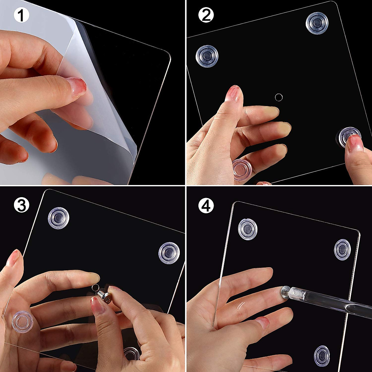 Frienda 1 Pack Acrylic Donut Display Wall Stand, Holds up to 18 Donuts and 2 Pieces Acrylic Donut Stands Clear Bagels Holder Square Stand Holder for Dessert Table Wedding Birthday Party