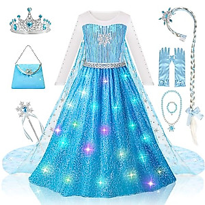 Meland Princess Dresses for Girls - Princess Costume with Long Cape for Cosplay, Dress Up Clothes for Little Girls Age 3,4,5,6,7,8 Year Old(3-4 Years)