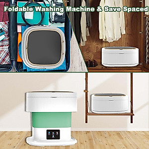 Mini Washing Machine, Portable Foldable Washer, 11L Large Capacity Upgrade Model, Small Collapsible Compact Laundry Washer and spin dryer, Apartment, Dorm, Rv, Socks, Underwear, Baby Clothes (Green)