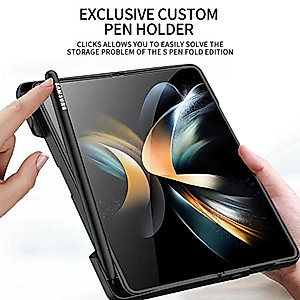 EAXER Compatible with Samsung Z Fold 4 5G Case, Built in Screen Protector, Magnetic Full Protection Matte Stand Case S Pen Slot for Samsung Galaxy Z Fold 4 (Gold)
