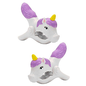 O2COOL Boca Beach Towel Clips-1 Set of 2, Unicorn, 2 Count