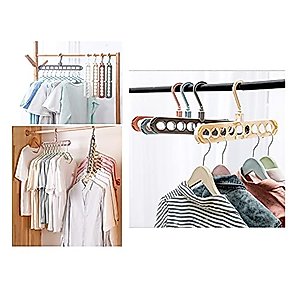 Magic Hanger Space-Saving Hanger Multifunctional Smart Wardrobe Magic Hanger Premium Wardrobe Clothing Stacking Hanger 9 Slots (Pack of 4)