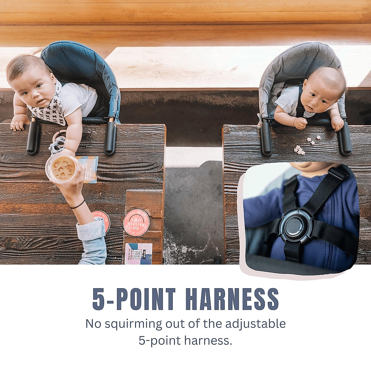 Guzzie+Guss Portable Clip on High Chair for Baby Seat - Folding and Easy Setup for Travel, Home, Restaurants, Picnics - Machine Washable Fabric - Charcoal