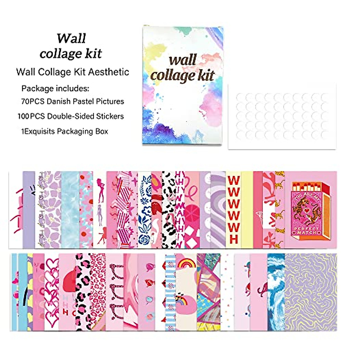 MATJOE 70pcs Wall Collage Kit Aesthetic Pictures- Western Photo Wall Collage Kit Prints 4x6 inch, Mini Posters Bedroom DIY Teen Girls Trendy Stuff Room Decor (Pink)