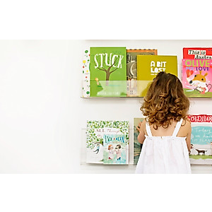 Ubabub Booksee Clear Acrylic Wall Mount Bookshelf, Set of 2