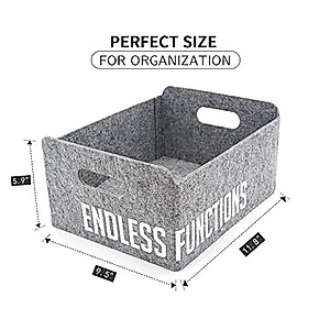 ENDLESS FUNCTIONS - Felt Printed Collapsible Stoage Bin, (Gray - Endless Functions)