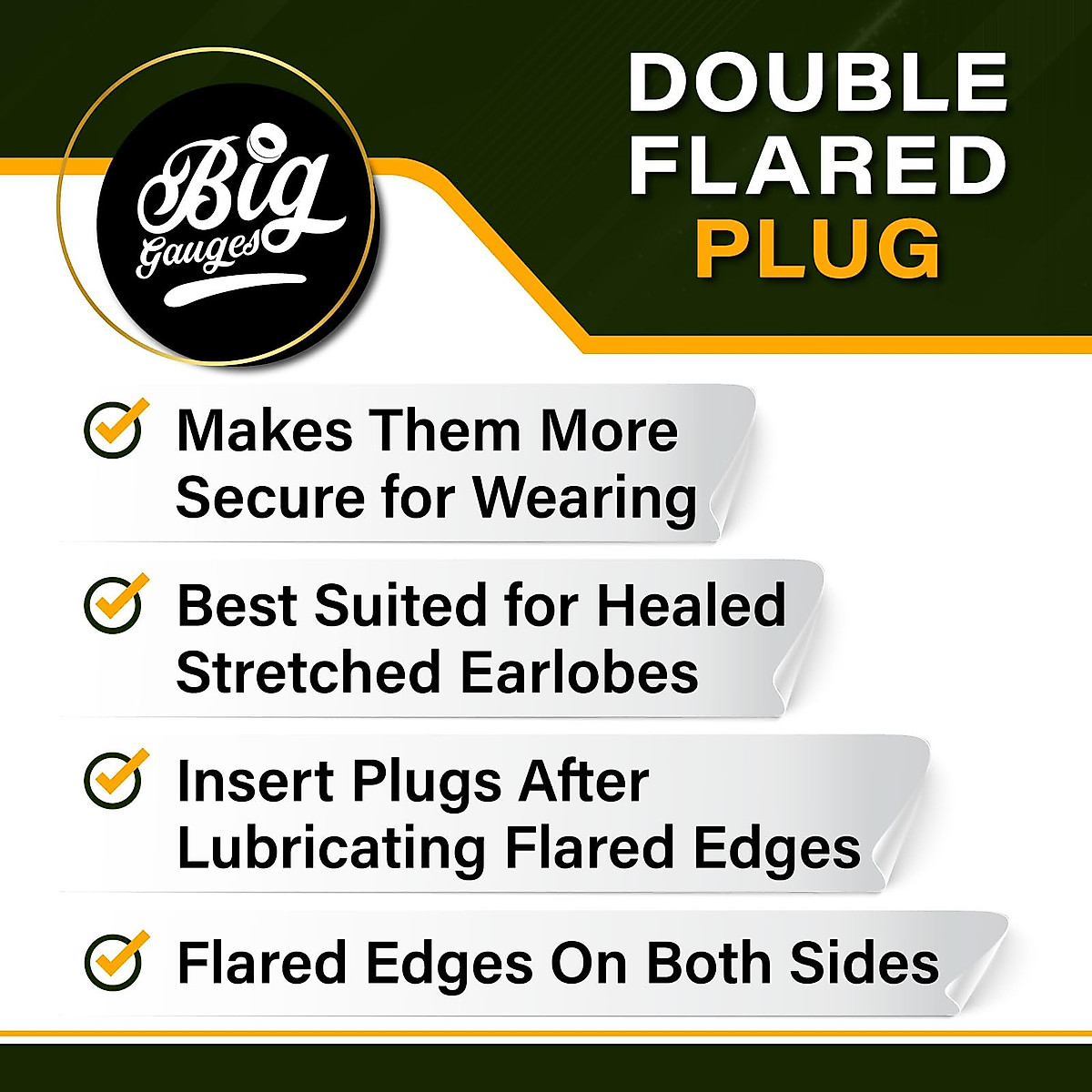 BIG GAUGES Pair of Crocodile Wood 7/8 inch 22mm Double Flared Saddle Piercing Jewelry Ear Flesh Plug Stretcher Lobe Earring BG5420