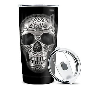 winorax Skull Tumbler 20oz Stainless Steel Travel Cup Coffee Mug Inspirational Skull Gifts for Men Women Skulls Lover Birthday Halloween Birthday Presents