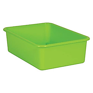 Teacher Created Resources TCR20409-3 Plastic Storage Bin, Large, 16.25-Inch x 11.5-Inch x 5-Inch, Lime, Pack of 3