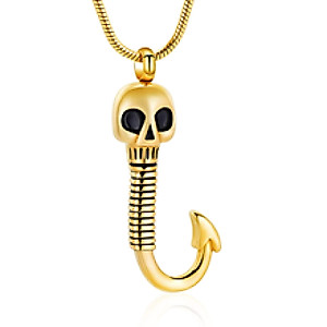 jjshily Urn Necklace For Ashes Cremation Jewelry For Ashes Skull With Fish Hook Urn Necklace For Pet Human Ashes Pendant For Men Women