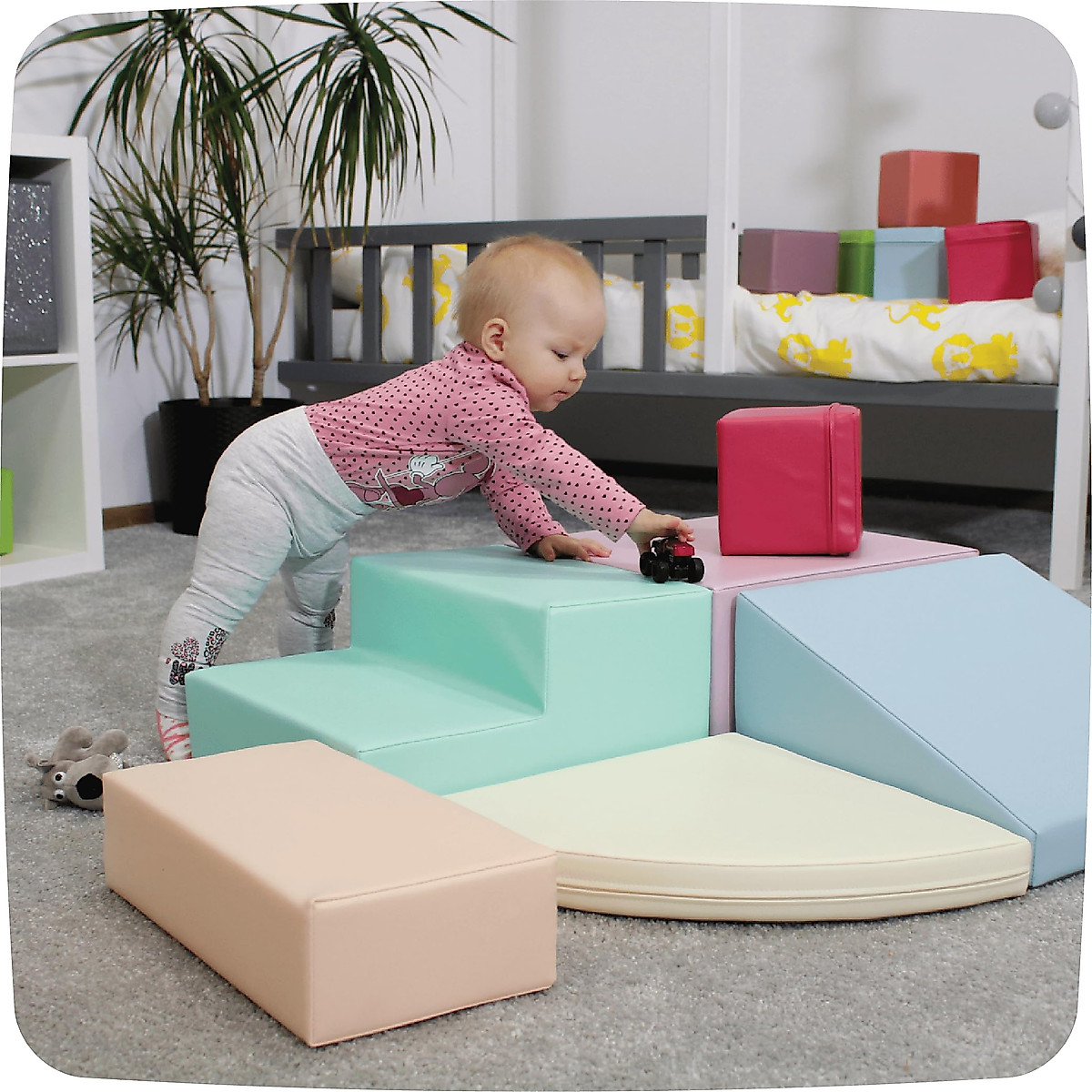 IGLU Set 6 Pastel Soft Play Forms, Large Foam Blocks, Baby Slide, Indoor Climbing Toys for Toddlers 1-3, Climbing Blocks, Baby Crawling Helper, Montessori Climbing Toys