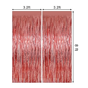 Rose Gold Bachelorette Party Decorations, Melsan 3.2 x 8 ft Tinsel Backdrop Foil Fringe Curtains for Birthday, Bridal Shower, Bachelorette Party - Pack of 2