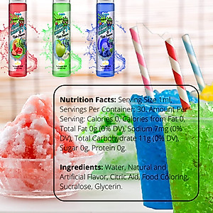 (Variety Pack of 3) Sugar Free Flavor Enhancer for Ice, Water, Snow Cone, Shaved Ice, Drink, Snacks; Multi-Purpose; Concentrate; Sweetened; No Need Sugar; Just Add Water. Zero Calories