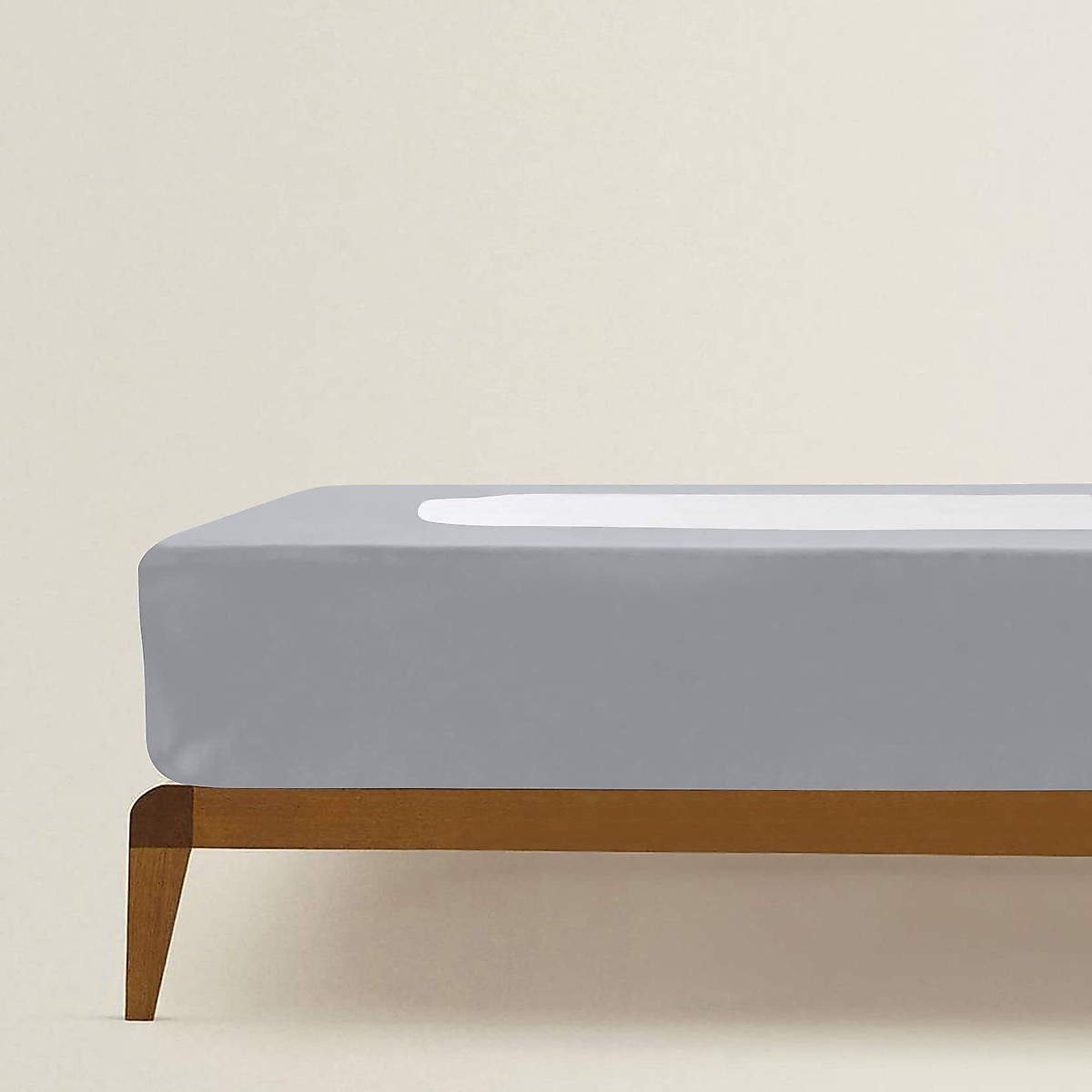 Box Spring Cover Queen Size, Elastic Fabric Wrap Around 4 Sides Bed Skirt, Ultra Soft & Wrinkle Free, Sleek Alternative Replacing Bedskirts for Hotel/Home, Fits Box Springs up to 10", Silver