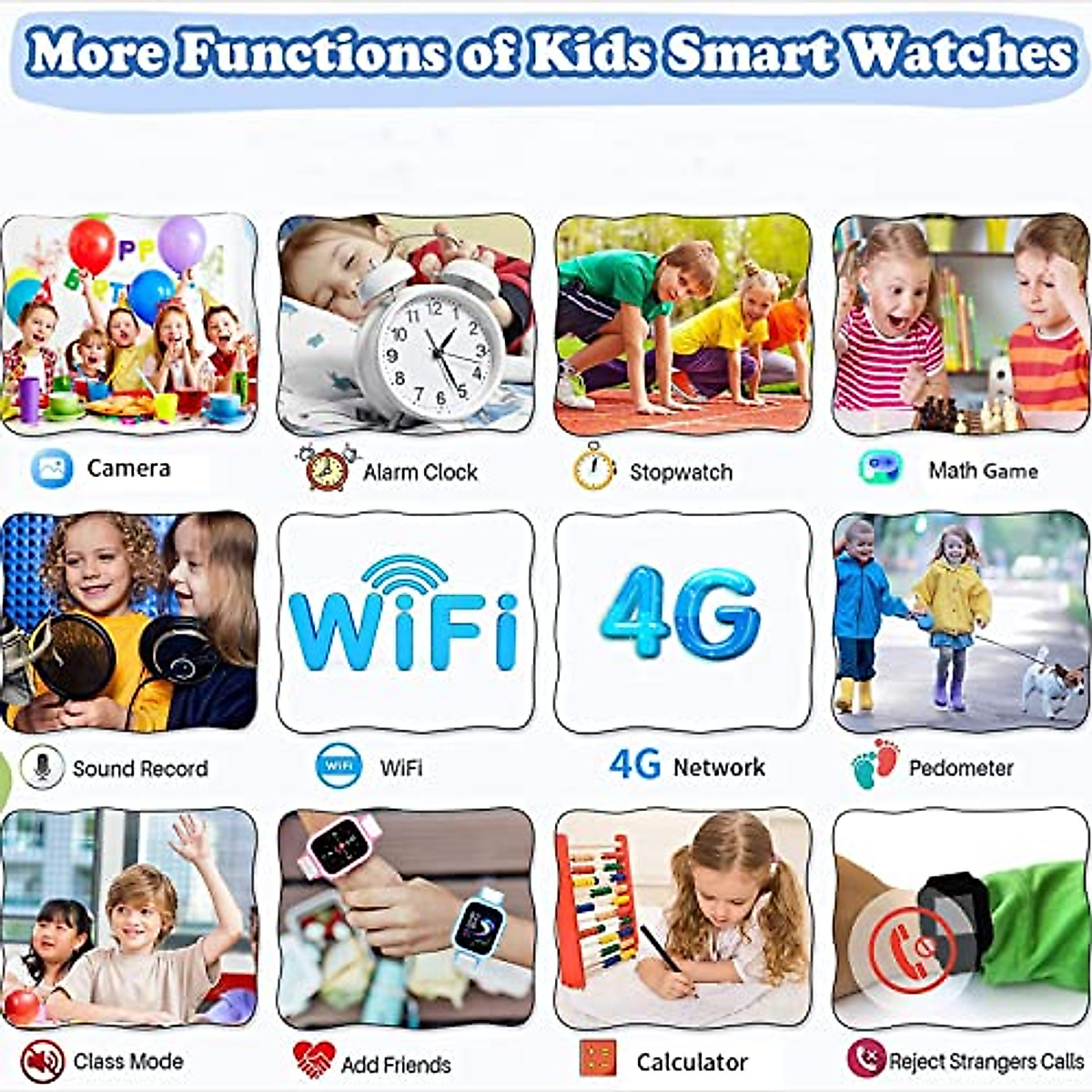 4G Smart Watch for Kids, Smart Watch with GPS Tracker Two Way Calling, Text Voice & Video Chat, SOS, WiFi, Waterproof Touch Screen Wrist Watch Suitable for 4-12 Boys Girls Birthday Gifts. (Pink)