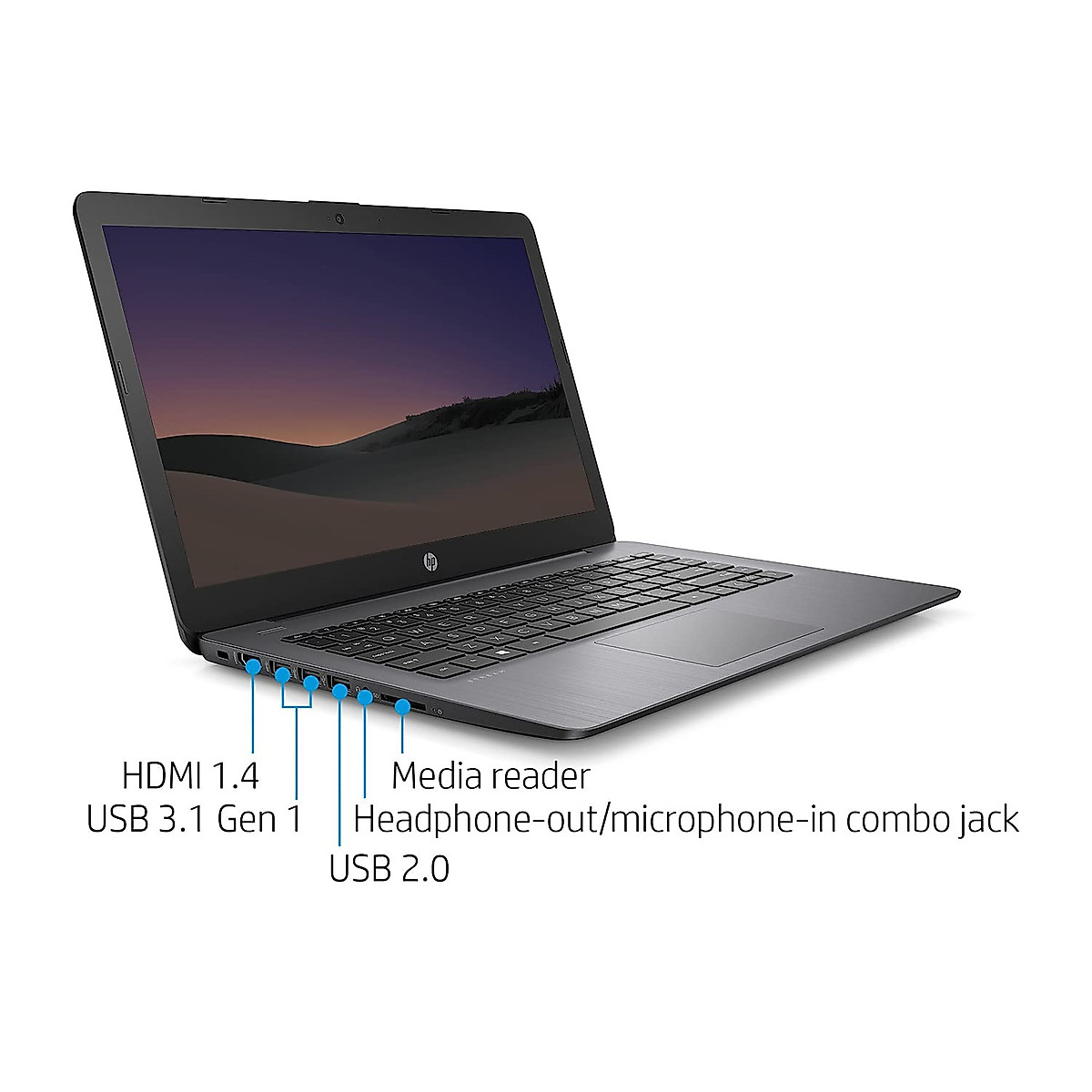HP 2021 Newest Premium 14 inch HD Laptop, Intel Dual-Core Processor Up to 2.6GHz, 4GB RAM, 64GB eMMC Storage, Webcam, Bluetooth, HDMI, Wi-Fi, Brilliant Black, Windows 11 with 1 Year Microsoft 365