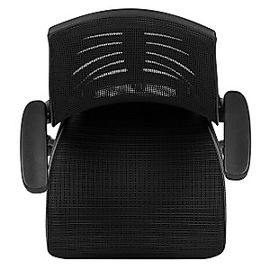 Flash Furniture High Back Black Mesh Spine-Back Ergonomic Drafting Chair with Adjustable Foot Ring and Adjustable Flip-Up Arms