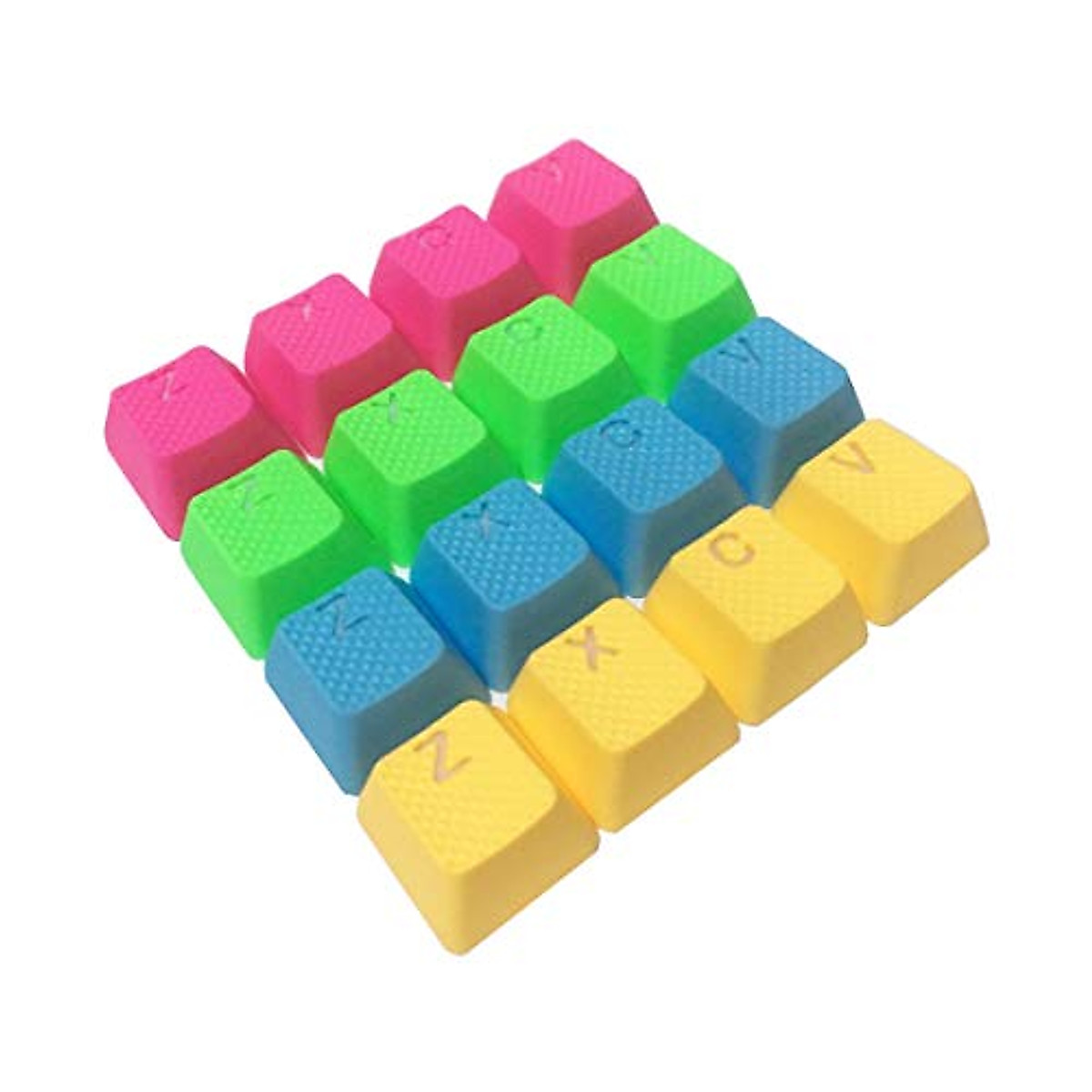 Rubber Gaming Backlit Keycaps Set - 4 Keys for Z, X, C, V, Cherry MX Mechanical Keyboards Compatible OEM (Neon Green)