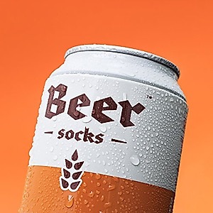 Novelty Beer Socks - Colorful Socks for Men, Made from Soft Cotton Nylon - Funny Socks for Men, Crazy Socks in Beer Can, Orange Ale
