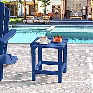 UDPATIO Outdoor Side Table for Patio, XL Square Adirondack Table Pool Composite Patio Table, HDPE End Tables for Outside Backyard, Pool, Indoor Companion, Easy Maintenance All Weather