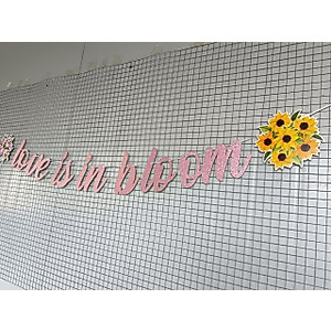 Love is in Bloom Bridal Shower Decorations,Glitter Rose Gold Banner Floral Themed Hanging Swirls for Wedding Shower Party Decor